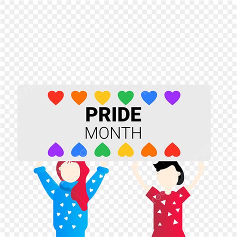 Pride Month Clipart Vector Lesbians Holding Poster Pride Month