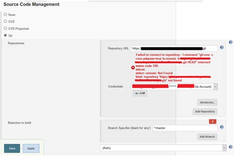 git jenkins fails to connect to a remote repository