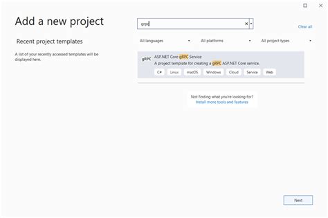 创建新的 asp core grpc 项目 适用于 wcf 开发人员的 grpc microsoft learn