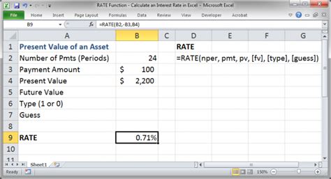 rate function calculate an interest rate in excel