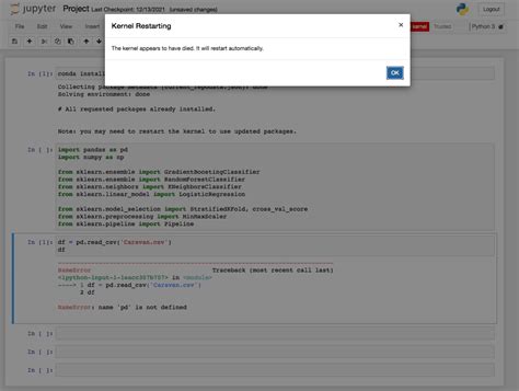 kernel restarting jupyter product help anaconda community