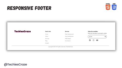 how to make responsive footer using html and css techiescraze code
