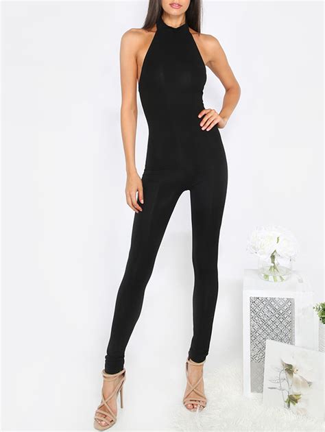 Halterneck Sleeveless Backless Jumpsuit Shein Sheinside