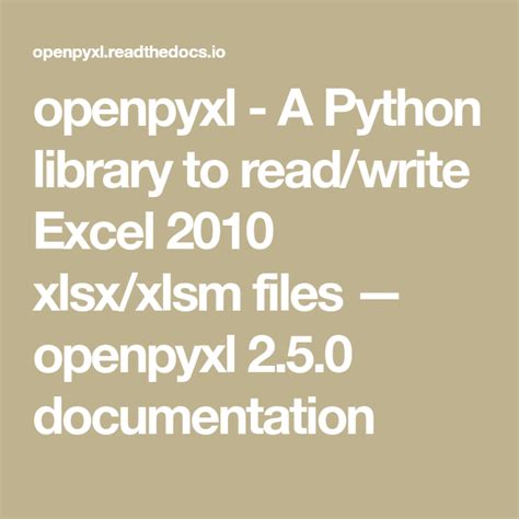 openpyxl a python library to read write excel 2010 xlsx