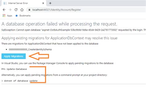 scaffolding an asp core mvc web app with identity