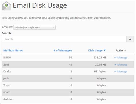 how to manage e mail disk usage in cpanel