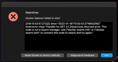 macos fatal error docker daemon failed to start with docker desktop