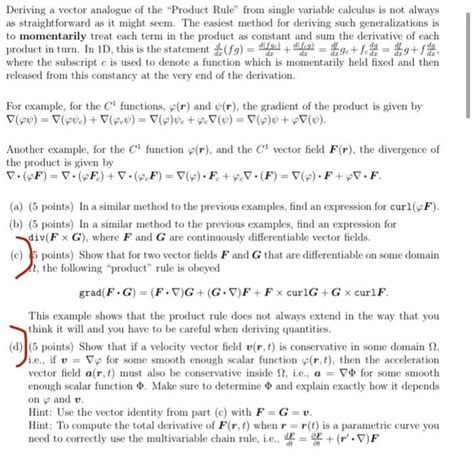 solved deriving a vector analogue of the product rule” from