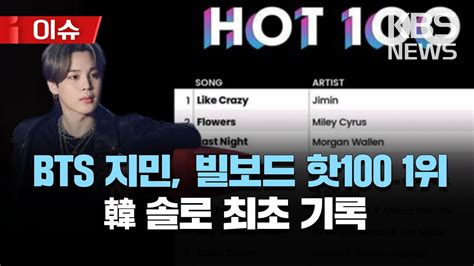 Bts 지민 K팝 솔로 가수 최초 기록 썼다… 美빌보드 ‘핫100 1위 등극 감격 소감“자랑스럽고 행복 [이슈] 2023년