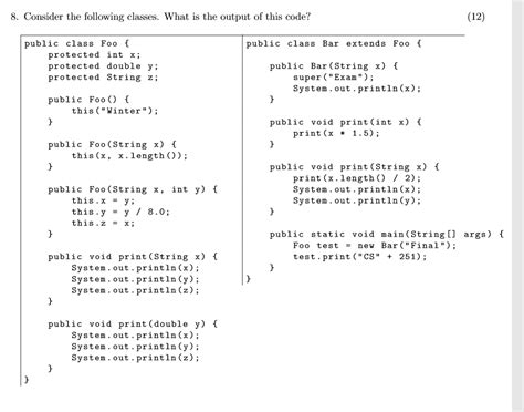 solved 8 consider the following classes what is the output