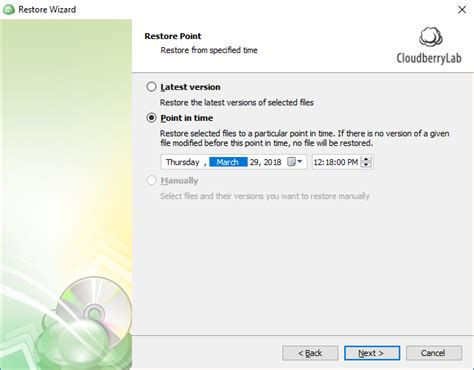 ms sql server database restore point help center