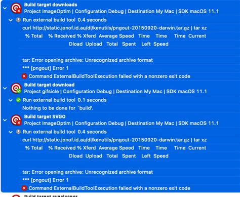 unable to build pngout tar error opening archive unrecognized