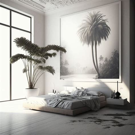 Ai Generated Illustration Of A Simple Beautiful Bedroom With A Large