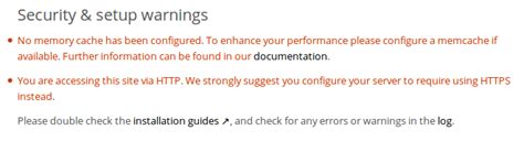 warnings on admin page — nextcloud latest administration manual latest