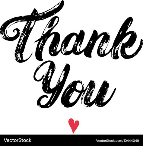 Thank You Hand Written Calligraphy With Heart Vector Image