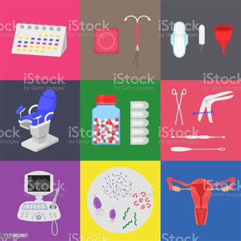 Ilustración De Conjunto De Iconos De Ginecología Vectorial Escasa Y Más