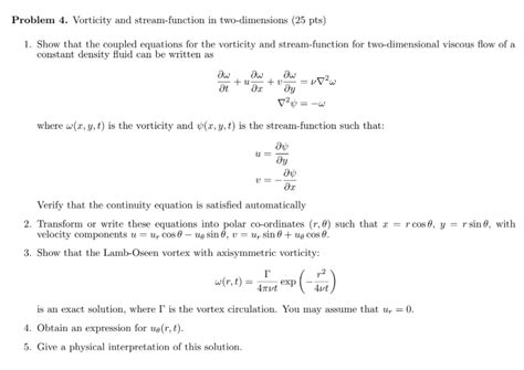 Solved Problem 4 Vorticity And Stream Function In