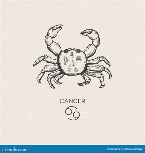 Cancer Zodiac Symbol Hand Drawn Stock Illustration Illustration Of
