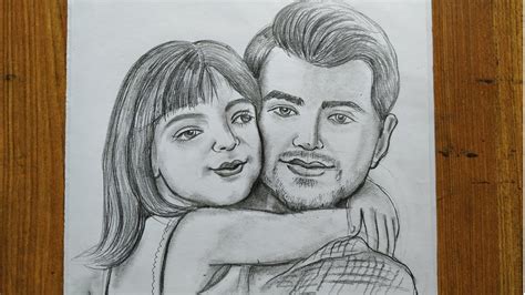 Fathers Day Drawing With Pencil Sketch For Beginners Step By Step How