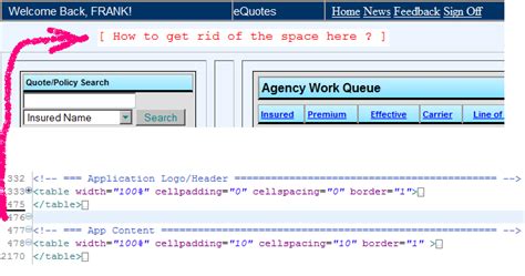 css how to get rid of extra space between 2 html tables