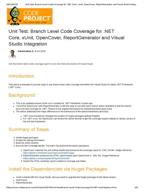 unit test branch level code coverage for core xunit