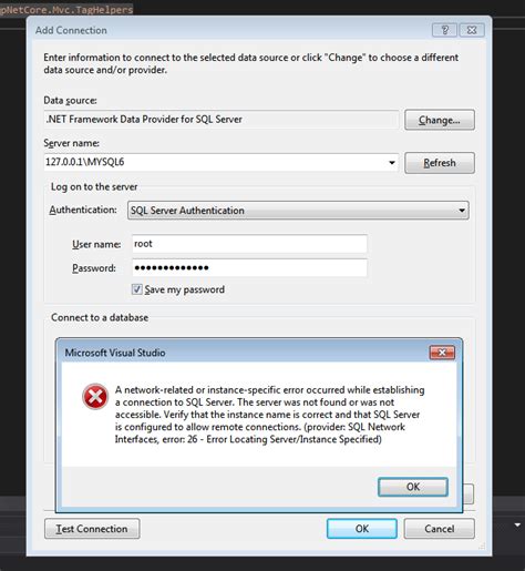 mysql sql server connection not showing up stack overflow