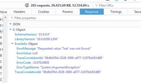 requested value text was not found error using sharepoint online csom