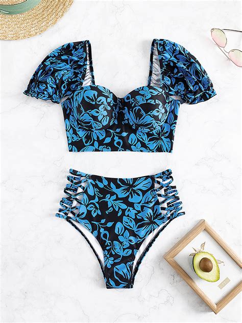Shein Swim Mod 4pack Random Floral Print Push Up Bikini Swimsuit With