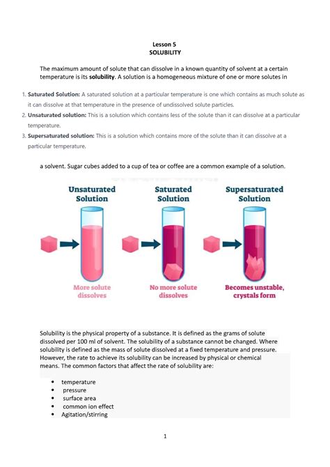 Lesson 5 Solubility Lesson 5 Solubility The Maximum Amount Of Solute