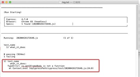 stack trace log failed line number printed in `cypress run` is