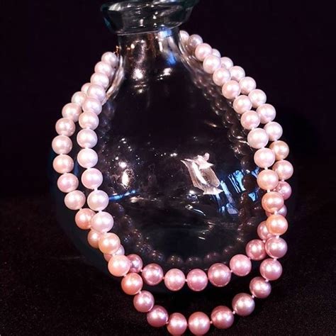 Two 10 13mm Vincent Peach Double Edison Pearl Necklaces 9 500 Value