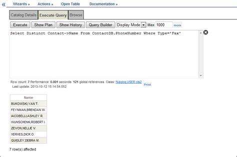 querying the database caché quickstart tutorial caché
