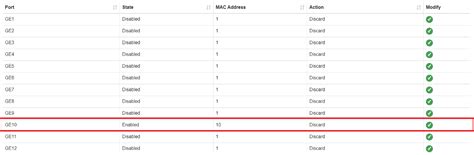 how to limit the number of mac address to each port