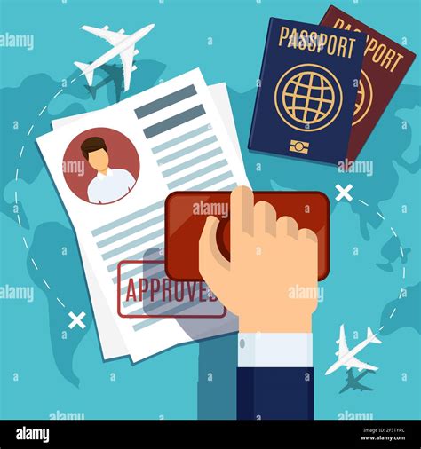 Visa Stamping Passport Or Visa Application Travel Immigration Stamp