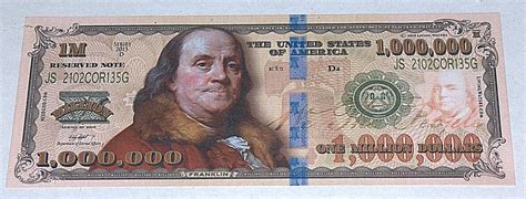 1 One Million Dollar Bill Living Waters Tract Ben Franklin Series 2015