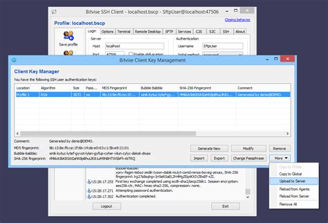 configuring public key authentication with bitvise ssh client bitvise
