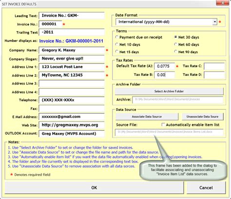 invoice automated for word