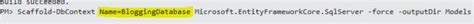 reading entity framework core connection string from