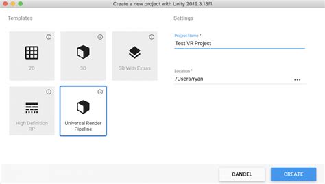 how to install unity hub and setup a vr project