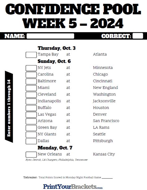 Week 5 Nfl Picks Printable