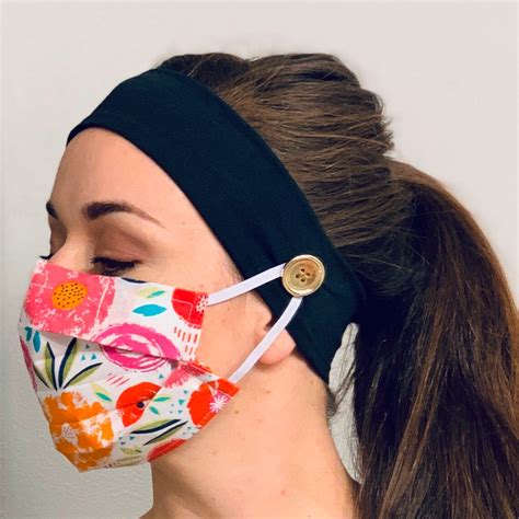 Headbands With Buttons Headbands For Face Masks Headbands Etsy