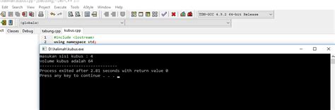 program dev c program c menghitung volume kubus