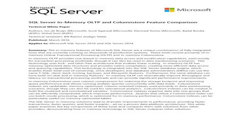 sql server in memory oltp and columnstore feature … · sql server in