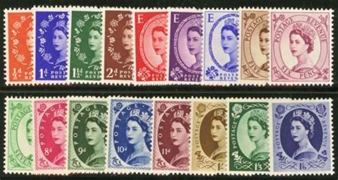 1952 Set Of 17 Gb Stamps 1952 1955 U M Gb Definitives 1937 2006 U M