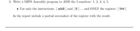 solved add using mips assembly instructions add addi 3 w