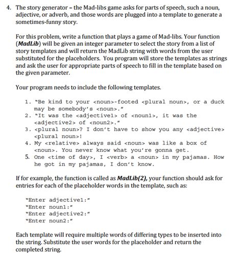 solved the story generator the mad libs game asks for p