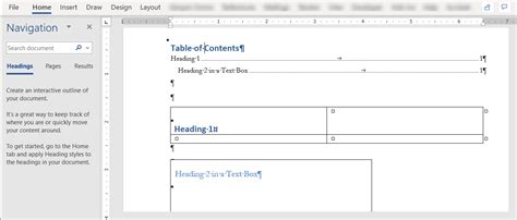 headings that do not show up in the navigation pane or in a table of