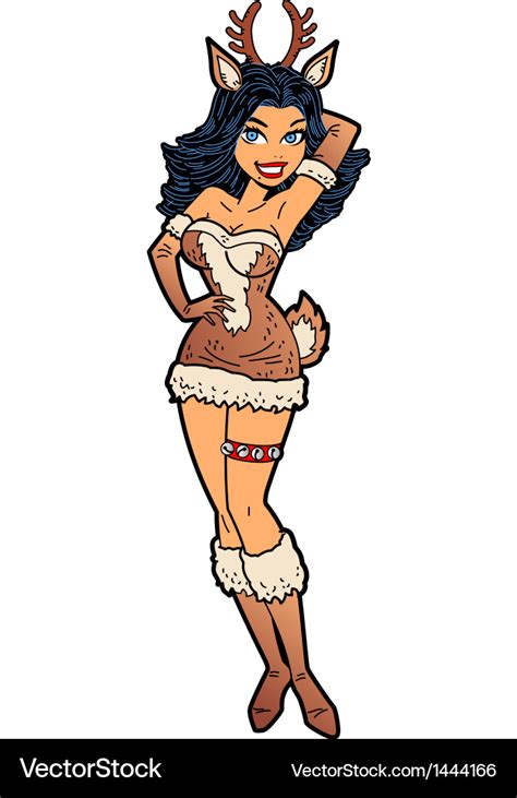 Sexy Christmas Reindeer Girl Royalty Free Vector Image