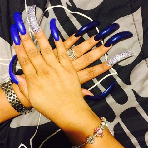 Long Red Nails Long Fingernails Blue Nails Long Square Nails Long