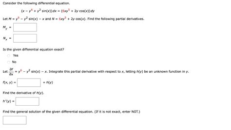 Solved Consider The Following Differential Equation X Y